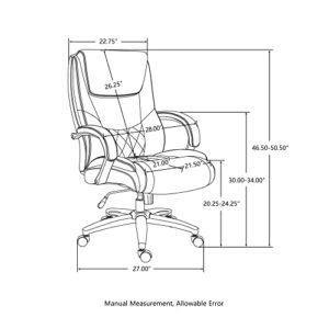 Elm Plus Big and Tall Executive Office High-Back Computer Desk Swivel Adjustable Air PU Leather Ergonomic Chair with Lumbar Support, 400-Pound Capacity, Camel