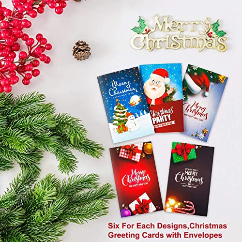 Christmas Gifts Card Money Holder in 5 Holiday Cute Festive Designs 30 Christmas Greeting Cards & 30 Envelopes,Christmas money holder with envelopes