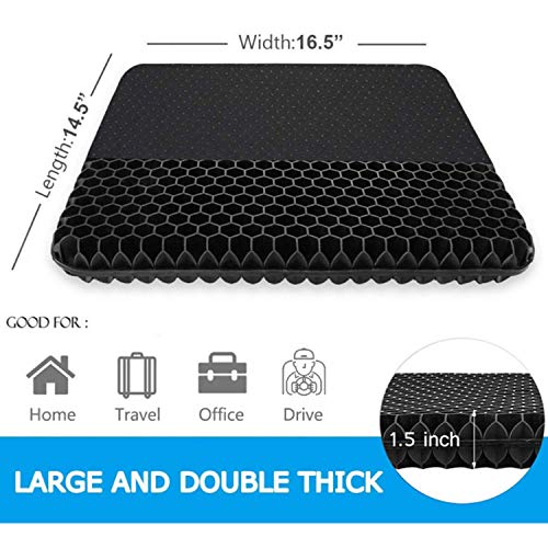 Gel Seat Cushion, Breathable Honeycomb Design Seat Cushion Super Breathable Gel Cushion Body Pressure Distribution Portable Gel Seat Cushion for Back Pain Suitable for Home Office Chair Car