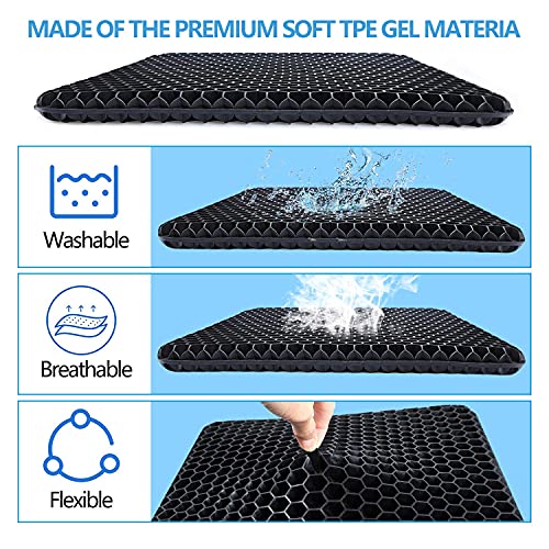 Gel Seat Cushion, Breathable Honeycomb Design Seat Cushion Super Breathable Gel Cushion Body Pressure Distribution Portable Gel Seat Cushion for Back Pain Suitable for Home Office Chair Car