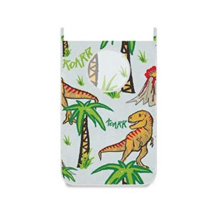 hengpai kids cute hanging laundry hamper bag dirty clothes bag basket fabric wash bag with door wall hooks,dinosaur