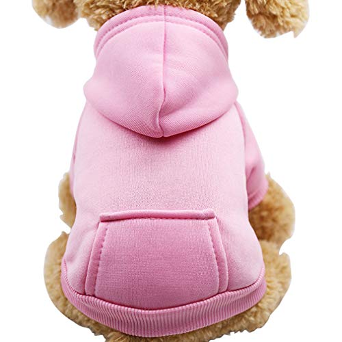 Jecikelon Winter Dog Hoodie Sweatshirts with Pockets Warm Dog Clothes for Small Dogs Chihuahua Coat Clothing Puppy Cat Custume (Small, Pink)