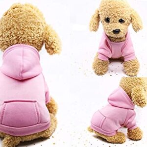 Jecikelon Winter Dog Hoodie Sweatshirts with Pockets Warm Dog Clothes for Small Dogs Chihuahua Coat Clothing Puppy Cat Custume (Small, Pink)