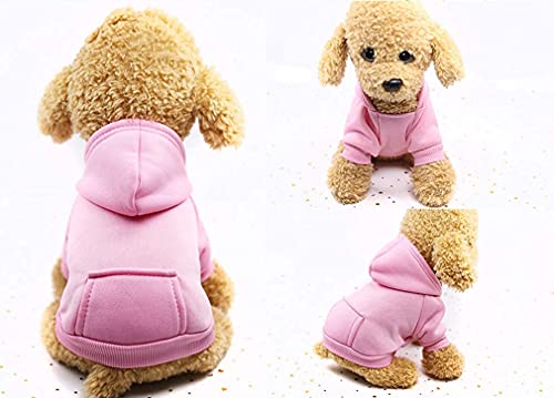 Jecikelon Winter Dog Hoodie Sweatshirts with Pockets Warm Dog Clothes for Small Dogs Chihuahua Coat Clothing Puppy Cat Custume (Small, Pink)