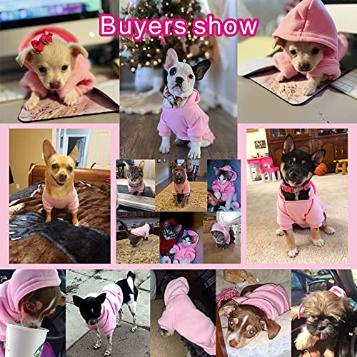 Jecikelon Winter Dog Hoodie Sweatshirts with Pockets Warm Dog Clothes for Small Dogs Chihuahua Coat Clothing Puppy Cat Custume (Small, Pink)