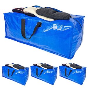 heavy duty organizer storage bag - xl moving bags totes with zippers for clothing, college moving bags compatible with ikea frakta bag, 4 packs