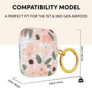 Rifle Paper Co. Airpods 2nd / 1st Generation Case Cover w/Keychain Ring [Wireless Charging] [Front LED Visible] Cute Apple Airpods Case 2 & 1 w/Floral Design, Anti Scratch - Wild Flowers