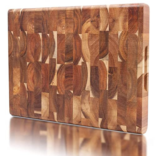 Kitory Heavy Duty Cutting Boards - Large Size Acacia Wood Board Corrosion Resistance High Toughness - Ultra Thick Kitchen Cutting Board - Ideal for Chopping Bones, Cutting Meat, Vegetables, Fruits