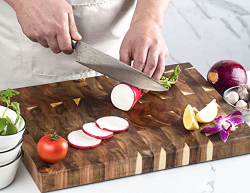 Kitory Heavy Duty Cutting Boards - Large Size Acacia Wood Board Corrosion Resistance High Toughness - Ultra Thick Kitchen Cutting Board - Ideal for Chopping Bones, Cutting Meat, Vegetables, Fruits