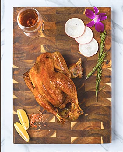 Kitory Heavy Duty Cutting Boards - Large Size Acacia Wood Board Corrosion Resistance High Toughness - Ultra Thick Kitchen Cutting Board - Ideal for Chopping Bones, Cutting Meat, Vegetables, Fruits