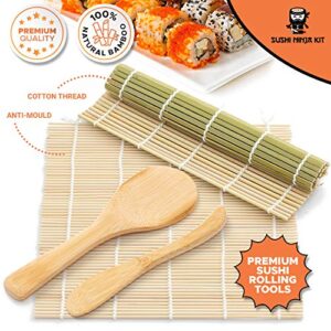 Sushi Ninja Sushi Making Kit for Beginners - Sushi Bazooka Sushi Maker Kit with Bamboo Sushi Rolling Mat, Sushi Knife, Avocado Slicer, Chopsticks, Rice Paddle, Rice Spreader & DIY Sushi Roller Guide