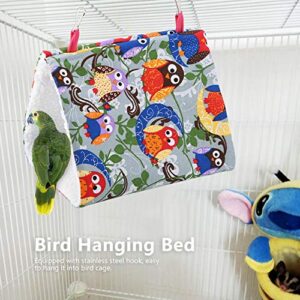 ViaGasaFamido Winter Warm Bird Nest, Hanging Bird Hammock Plush House Snuggle Tent for Parrots Parakeet Cockatiels Budgie Lovebird Finch(Owl Moon)