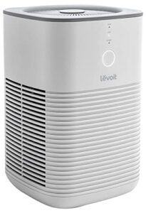 levoit air purifier for home bedroom, hepa fresheners filter small room cleaner with fragrance sponge for smoke, allergies, pet dander, odor, dust remover, office, desktop, table top, 1 pack, white