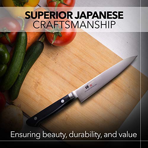 JCK ORIGINAL Kagayaki Japanese Chef’s Knife, KG-2ES Professional Petty Knife, VG-1 High Carbon Japanese Stainless Steel Pro Kitchen Knife with Ergonomic Pakka Wood Handle, 5.9 inch