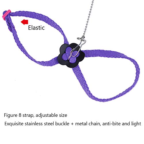 Birds Harness, 1.2M Purple Pet Bird Harness and Leash Adjustable Small Birds Harness Leash Adjustable Training Design Anti Bite Birds Belt Outdoor Flying Training Rope