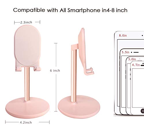 Adjustable Cell Phone Stand for Desk, Hands-Free Cell Phone Holder (Pink)