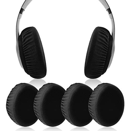 Jecobb Flex Fabric Earpads Cover Protectors with Stretchable and Washable Lycra for Beats Studio 3/2 Bose QC35 25 15 and Other Headphones with 3-4 Inch Ear Cushions [ 2 Pairs ] (Black)