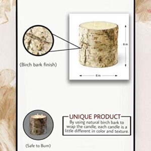 Serene Spaces Living Birch Bark Candle – Pillar Style Candle Brings Nature Indoors, Ideal for Weddings, Parties, Events, Restaurants, Home Decor, 6" in Diameter & 6" Tall