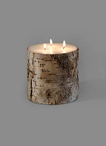 Serene Spaces Living Birch Bark Candle – Pillar Style Candle Brings Nature Indoors, Ideal for Weddings, Parties, Events, Restaurants, Home Decor, 6" in Diameter & 6" Tall