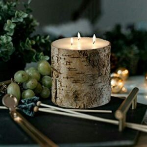 Serene Spaces Living Birch Bark Candle – Pillar Style Candle Brings Nature Indoors, Ideal for Weddings, Parties, Events, Restaurants, Home Decor, 6" in Diameter & 6" Tall