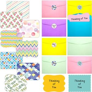 FANCY LAND 40 Single Panel Blank Cards with Envelopes Bright Pattern Watercolor Colorful Greeting Note Cards Office School Home Kids