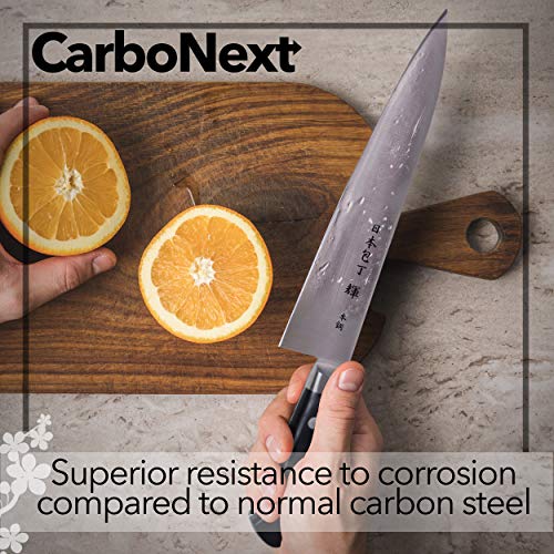 JCK ORIGINAL Kagayaki CarboNext Japanese Chef’s Knife, KC-6ES Professional Gyuto Knife, High Carbon Tool Steel Pro Kitchen Knife with Ergonomic Pakka Wood Handle, 9.4 inch