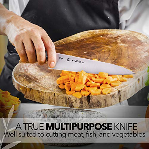 JCK ORIGINAL Kagayaki CarboNext Japanese Chef’s Knife, KC-6ES Professional Gyuto Knife, High Carbon Tool Steel Pro Kitchen Knife with Ergonomic Pakka Wood Handle, 9.4 inch