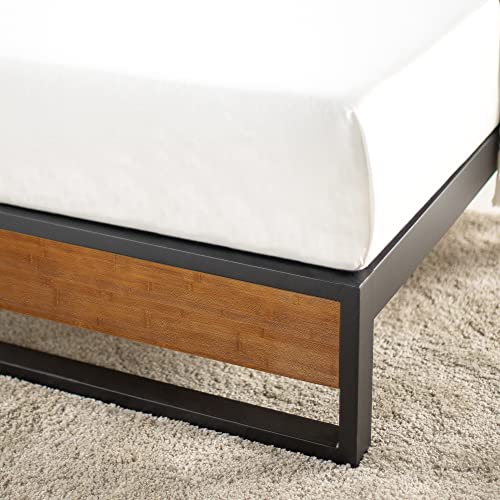 ZINUS GOOD DESIGN Award Winner Suzanne 10 Inch Bamboo and Metal Platforma Bed Frame / No Box Spring Needed / Wood Slat Support, Chestnut Brown, Queen