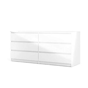 Levan Home Engineered Wood 6 Drawer Double Bedroom Dresser in White High Gloss