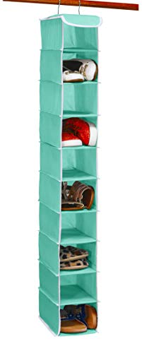 Simple Houseware 10 Shelves Hanging Shoes Organizer Holder for Closet w/ 10 Pockets, Turquoise