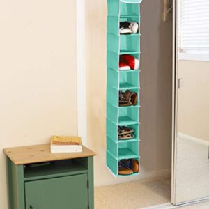 Simple Houseware 10 Shelves Hanging Shoes Organizer Holder for Closet w/ 10 Pockets, Turquoise