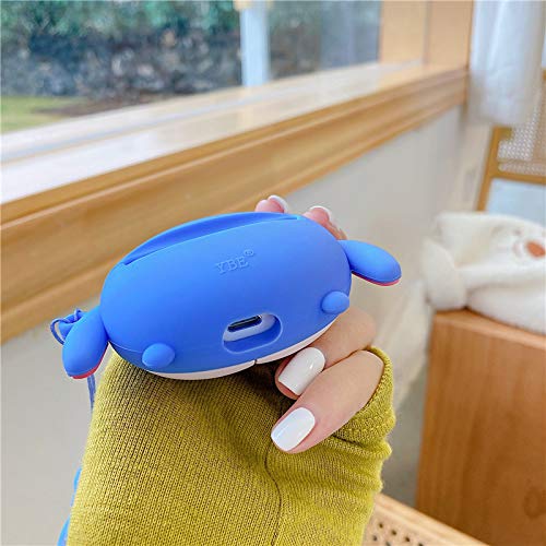 Soft Silicone Blue Eeyore Donkey Cover with Ring Strap for Apple AirPods Pro/Pro 2 Winnie The Pooh 3D Disney Cartoon Anime Cute Lovely Adorable Kids Girls Boys