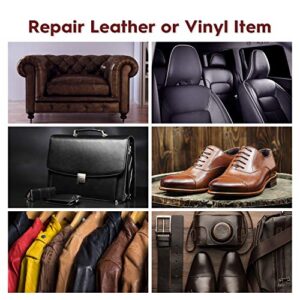 NADAMOO Leather Repair Kit for Couches, Vinyl Repair Kit for Furniture, Car Seats, Sofa, Belt, Shoes, Boat - Scratch Filler Leather Care DIY Leather Fix Kit Repairs Tears Burn Holes - Brown Tone