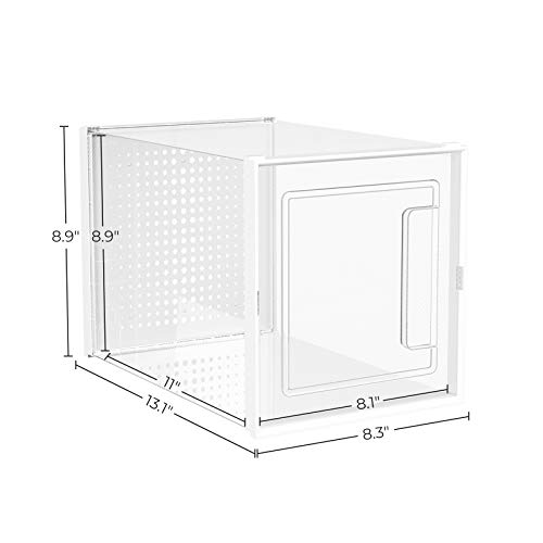 SONGMICS Plastic Shoe Boxes, Tall Shoe Storage Organizers for High Heels, Ankle Boots, High Tops, Pack of 10, Stackable and Foldable, Clear Front Door, Transparent ULSP001W01