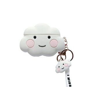 cute airpod pro case cloud cover for apple airpods 2019 with clip keychain wristlet soft silicone white color 3d cartoon fresh summer cute lovely chic adorable kids girls boys son daughter