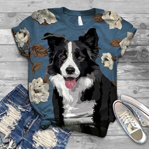 Womens Short Sleeve T Shirt Pet Dog Printed O-Neck T-Shirt Blouse Cute Graphic Tee Tops Black