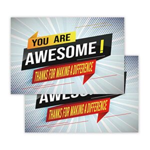 50 you are awesome postcards, kudos appreciation thank you note cards, appreciation mini note cards, inspirational, motivational, encouragement kindness notes to show gratitude in style.