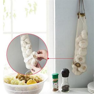 Timetries Reusable Hanging Mesh Storage Bags Long Grocery Bag Organizer for Potatoes, Onions, Vegetables, Fruit, Plastic Bag Holder Dispenser for Kitchen