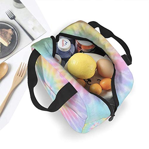 Pastel Tie Dye Portable Insulated Lunch Tote Bag Reusable Lunch Box For Men, Women And Kids