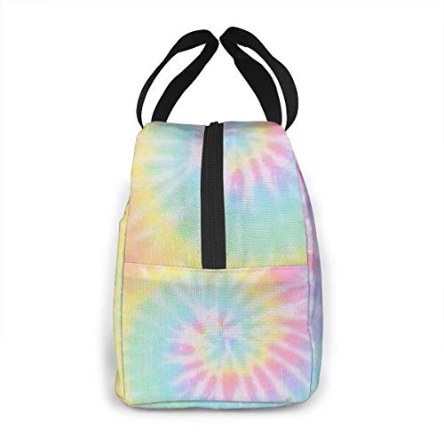 Pastel Tie Dye Portable Insulated Lunch Tote Bag Reusable Lunch Box For Men, Women And Kids