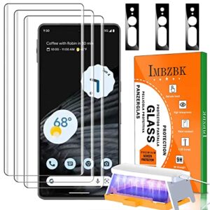 imbzbk [3+3 pack] uv for google pixel 7 pro screen protector tempered glass accessories 3 pack uv glass with 3 pack camera lens protector for pixel 7 pro 5g support fingerprint reader case friendly