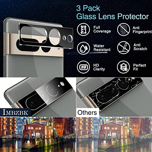 IMBZBK [3+3 Pack] UV for Google Pixel 7 Pro Screen Protector Tempered Glass Accessories 3 Pack UV Glass with 3 Pack Camera Lens Protector for Pixel 7 Pro 5G Support Fingerprint Reader Case Friendly