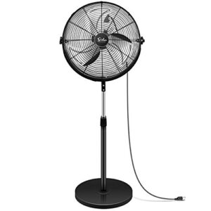 simple deluxe 18 inch pedestal standing fan, high velocity, heavy duty metal for industrial, commercial, residential, greenhouse use, black