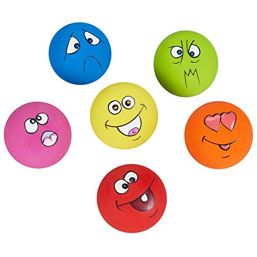 Coricorsu Dog Toy Squeaky Dog Toys Funny Face Chewing Latex Rubber Soft Fetch Play Interactive Dog Balls for Puppy Small Medium Pet Dog (6PCS)