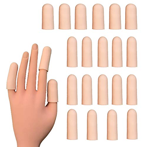 20 pieces Gel Finger Cots,Finger Protector, Silicone Finger Cap Finger Cover, Finger Support Sleeve for Trigger Finger, Hand Eczema, Finger Cracking and More