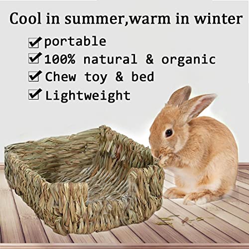 Hamiledyi Rabbit Grass Bed,Natural Handmade Hay Mat Chew Balls for Rabbit Gerbil Chinchilla Guinea Pig Ferret Other Small Animals(7 Pcs)