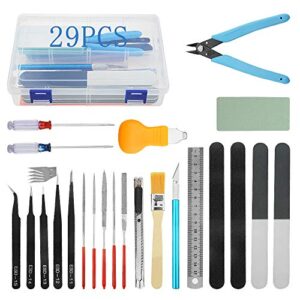 bigstone 29 pcs gundam model tools kit hobby building tools set for cars, airplanes, buildings, gundam, robots models building repairing and fixing ext.