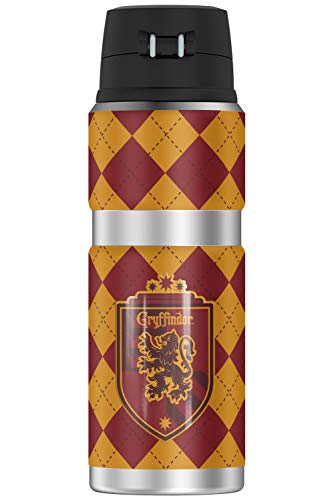 Harry Potter Gryffindor Plaid Sigil, THERMOS STAINLESS KING Stainless Steel Drink Bottle, Vacuum insulated & Double Wall, 24oz