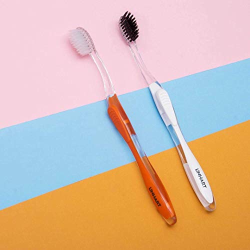 LINHART Extra Soft Toothbrush – Teeth Whitening Toothbrush with Multi Length Bristles, White with White Bristles, 2 Pack