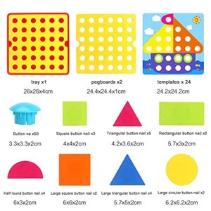 Gxi Button Art Toys Crafts for Toddler Activities Game Peg Board Preschool Toys Mosaic Pegboard for Kids Age 2 3 4 5 6 Girls Boys Gift